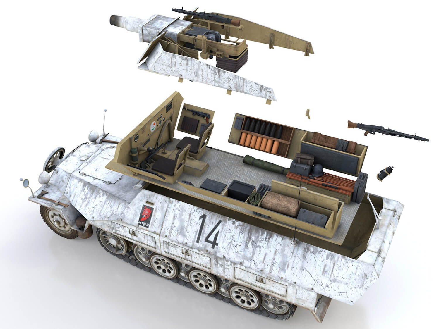 SD.KFZ 251/9 - Ausf.D - Stummel - 14 3D Model by panaristi