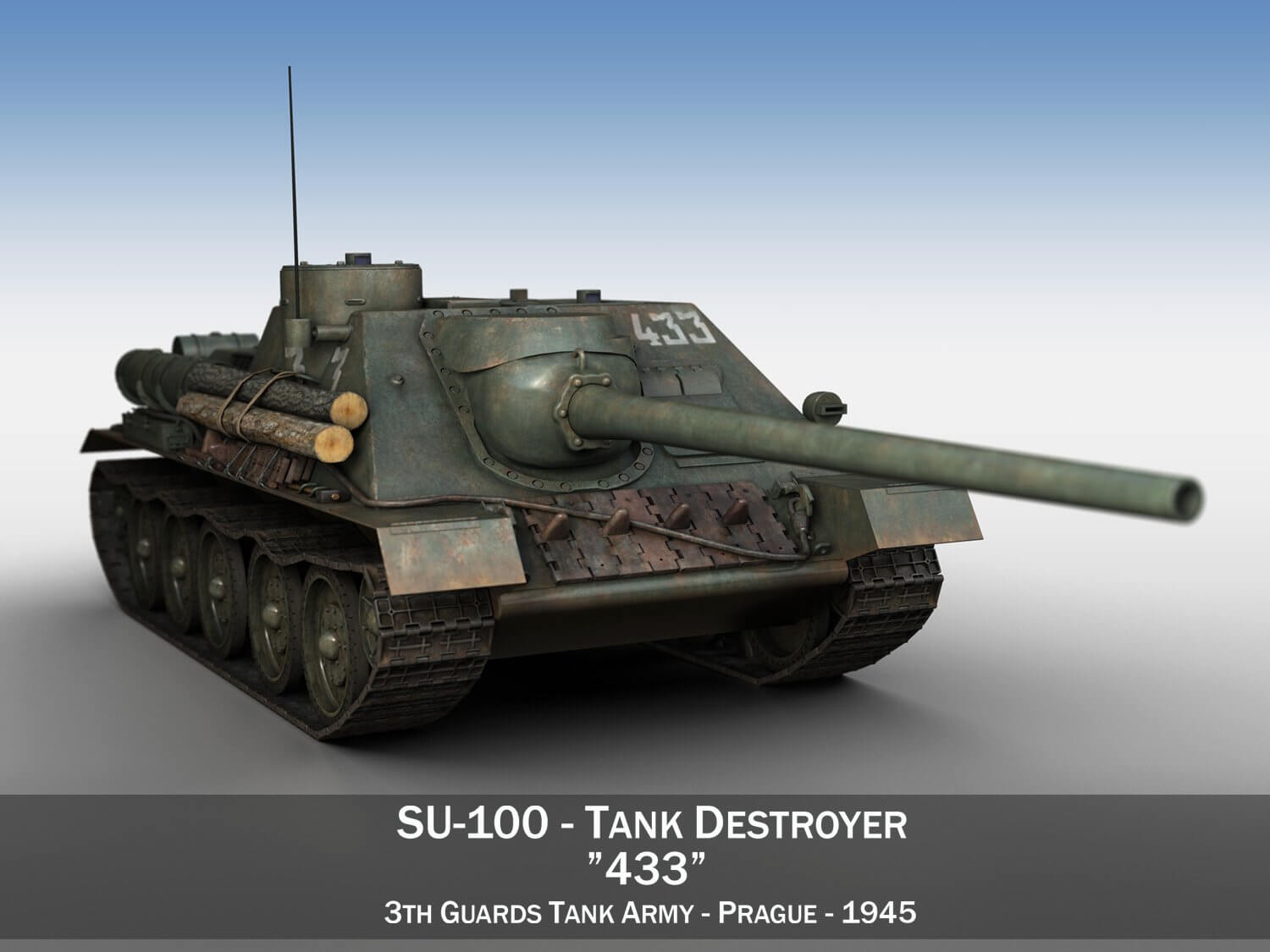 SU-100 - 433 - Soviet Tank Destroyer 3D Model by panaristi