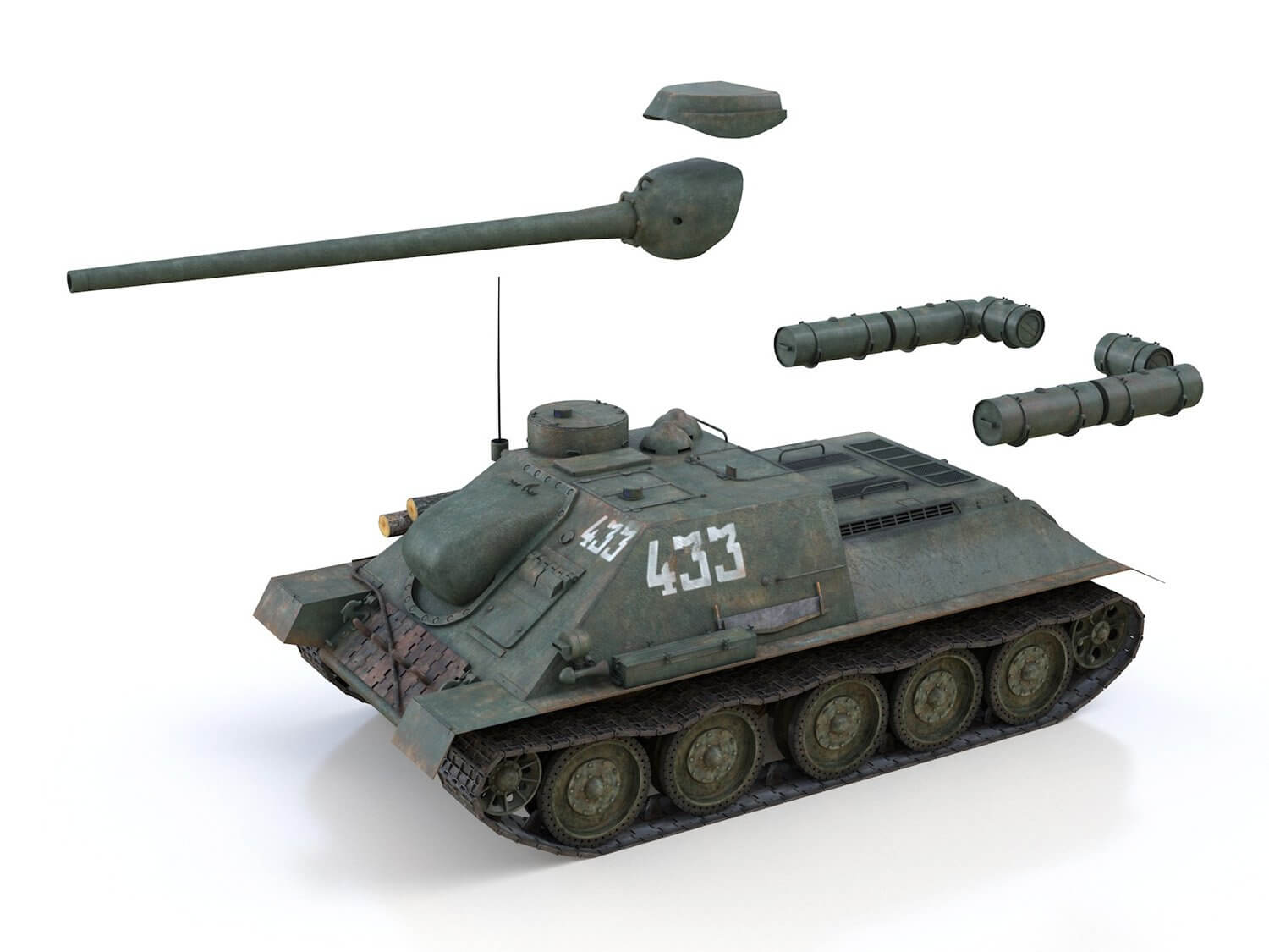 SU-100 - 433 - Soviet Tank Destroyer 3D Model by panaristi