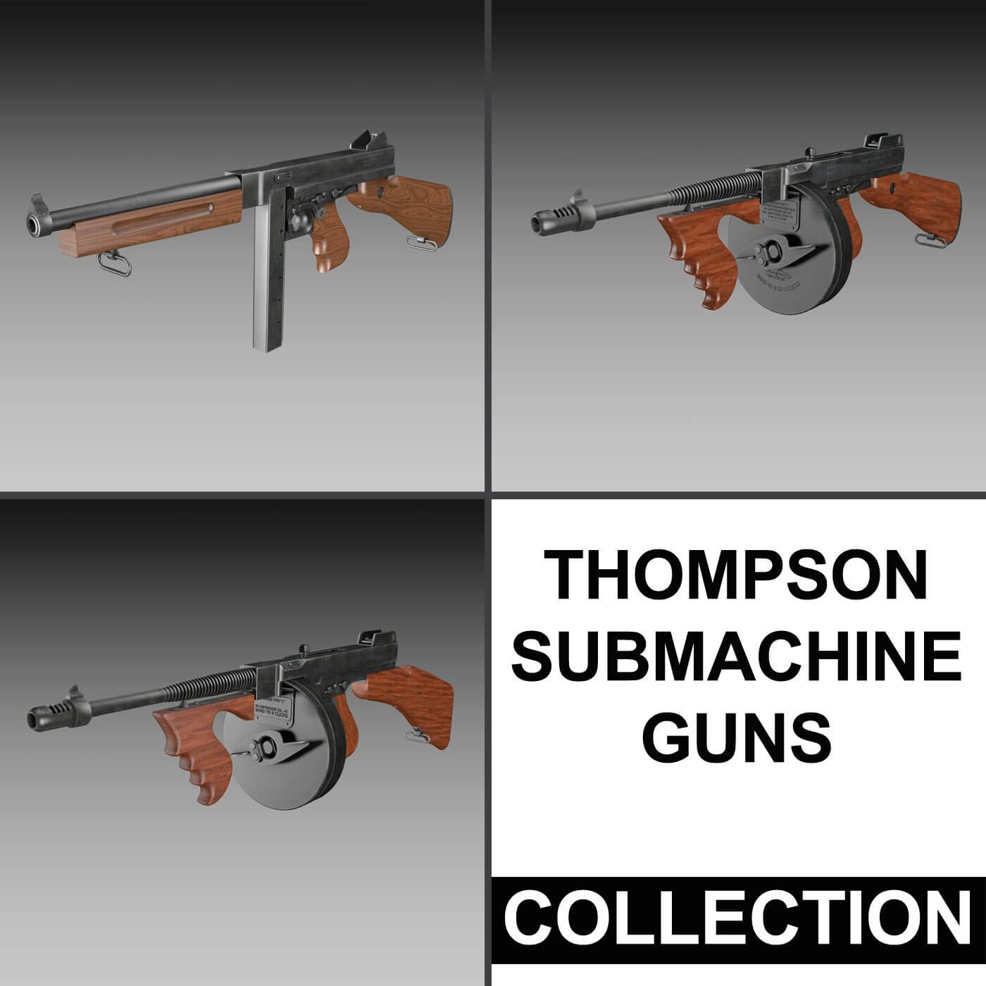 Thompson Submachine Gun - Collection 3D Model by panaristi