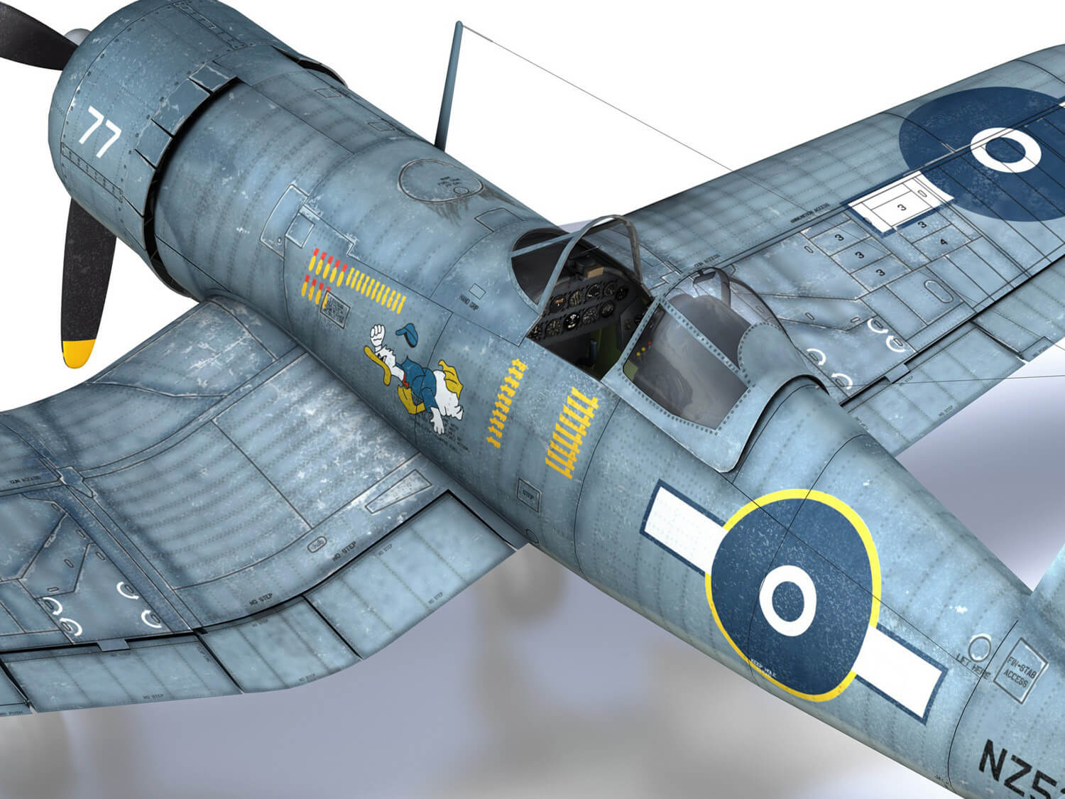 Vought F4U-1A - Corsair - Nz5277 3D Model by panaristi