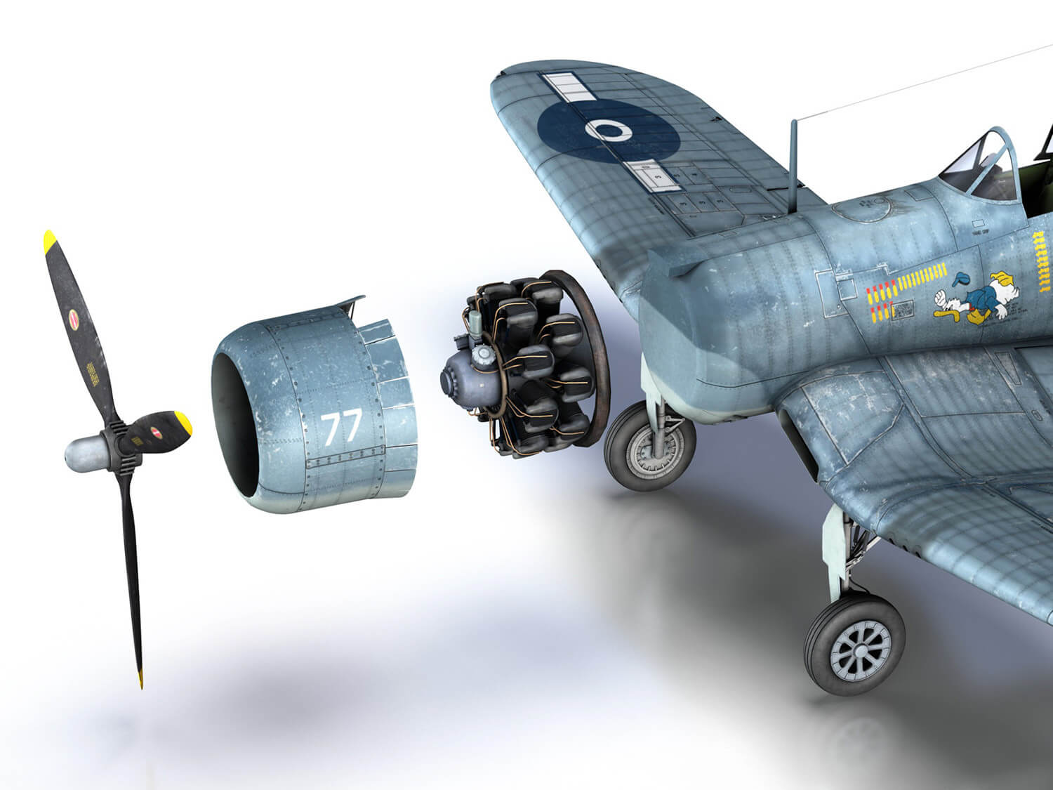 Vought F4U-1A - Corsair - Nz5277 3D Model by panaristi