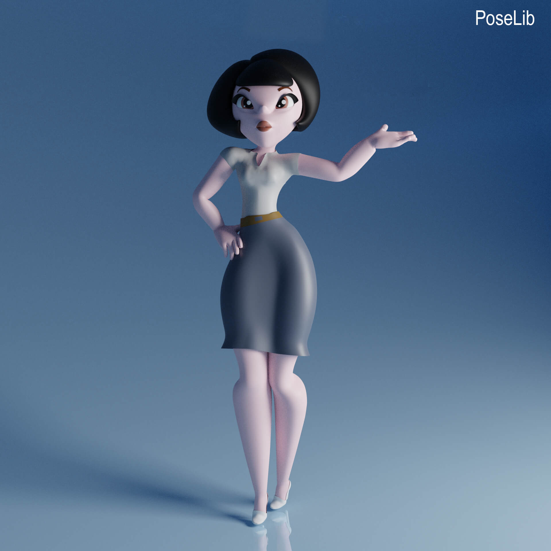 Retro Style Cartoon Women - 3D Model by Papriko