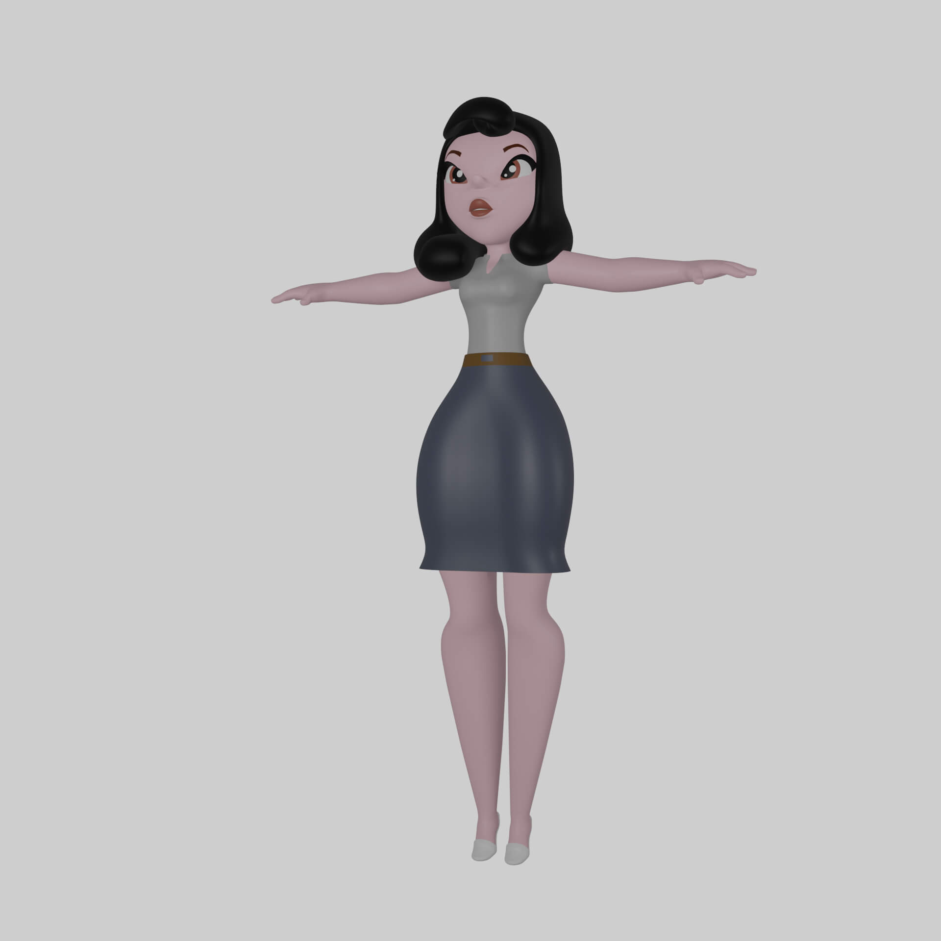Retro Style Cartoon Women - 3D Model by Papriko