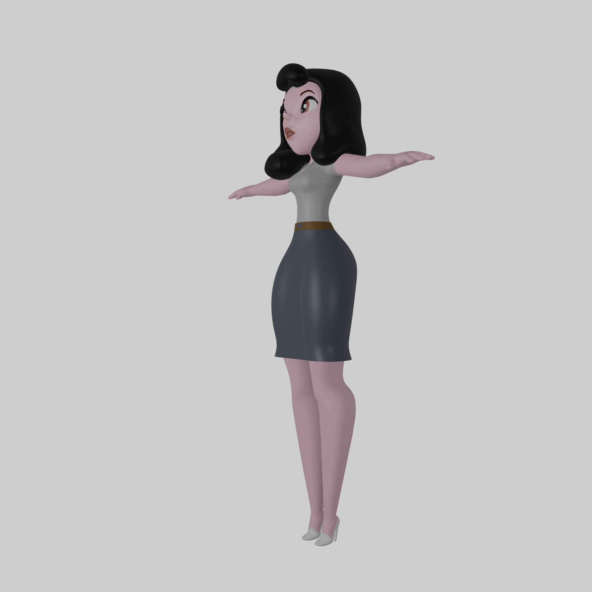 Retro Style Cartoon Women - 3D Model by Papriko
