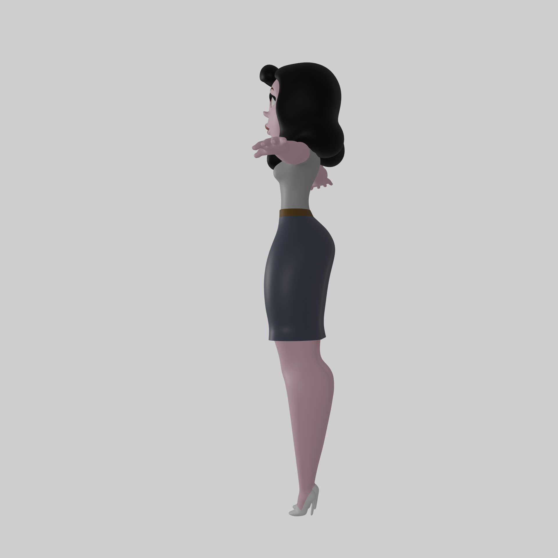 Retro Style Cartoon Women - 3D Model by Papriko