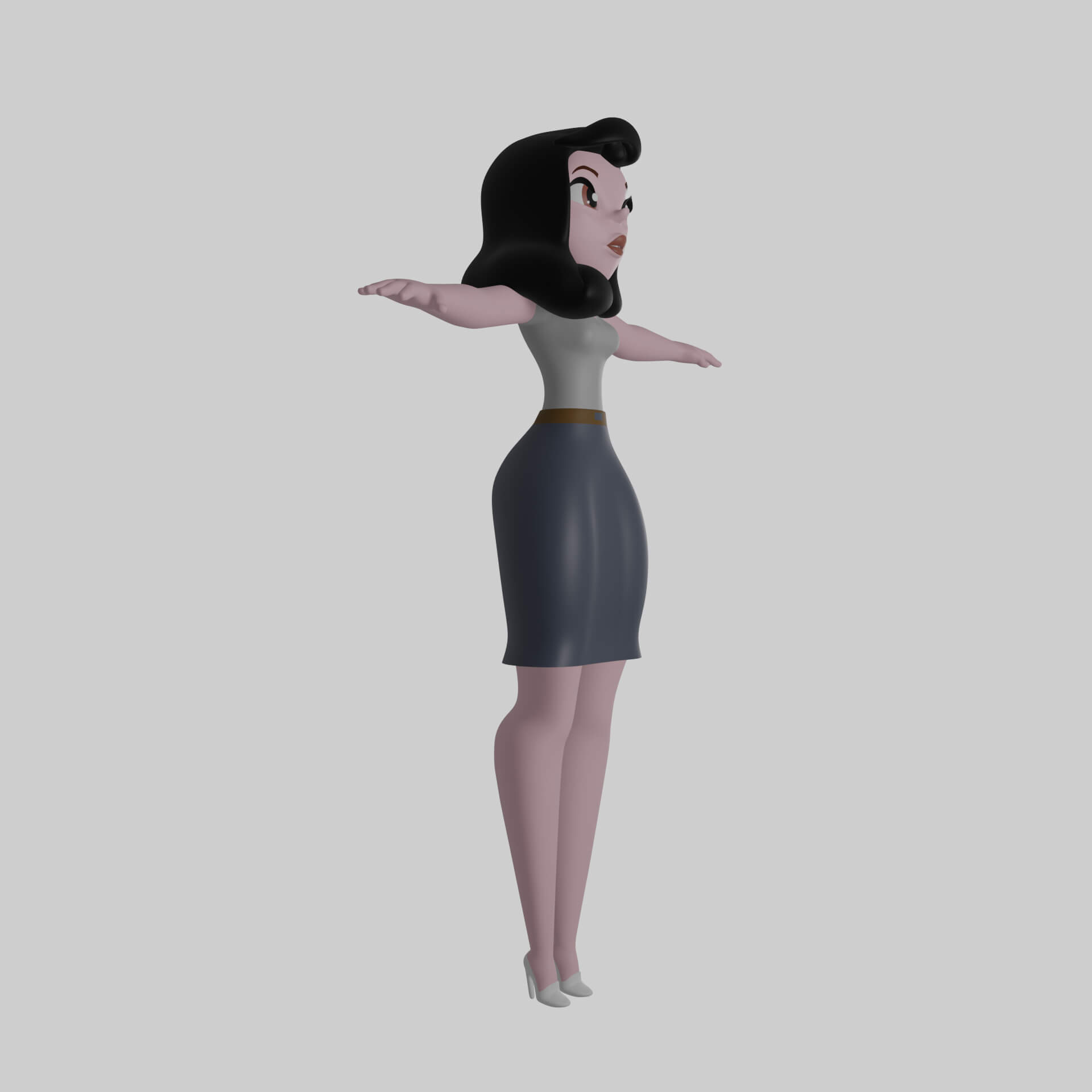 Retro Style Cartoon Women - 3D Model by Papriko