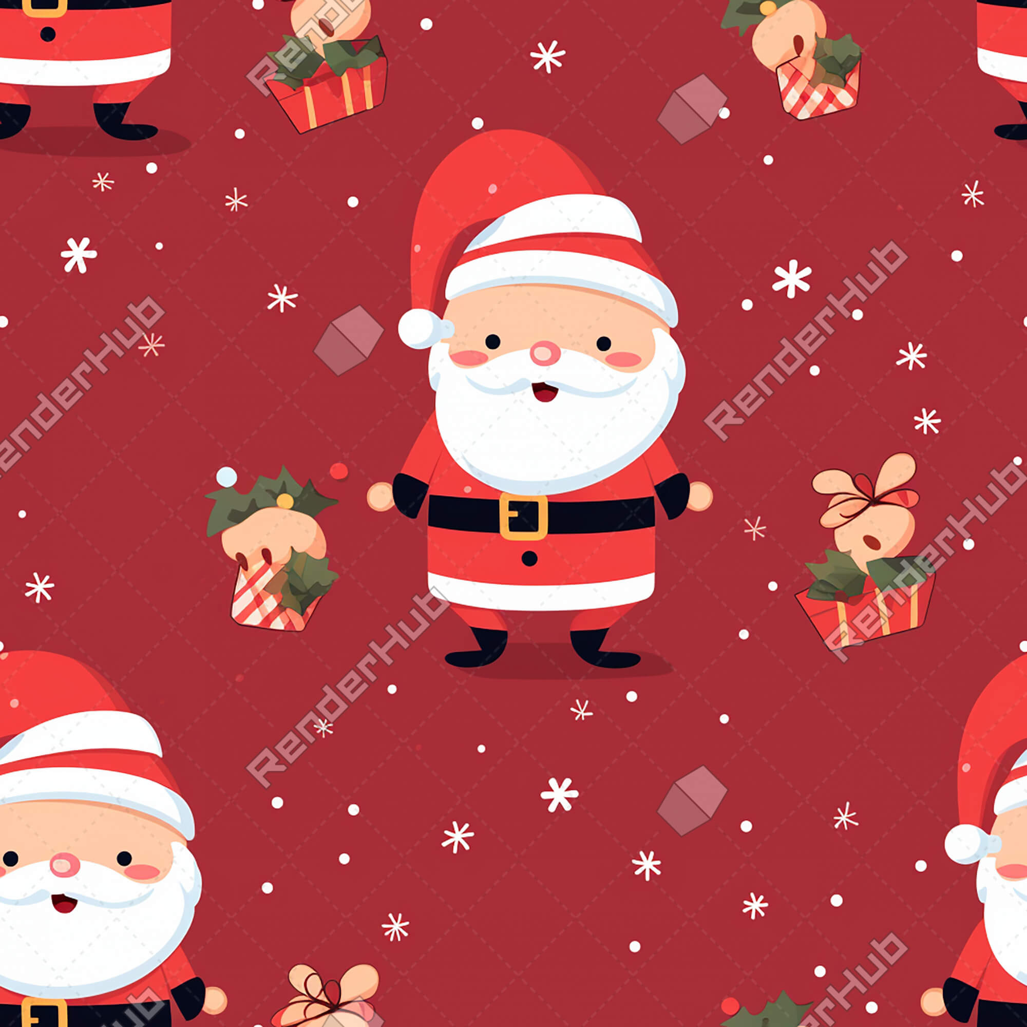 Christmas Santa Claus Seamless Pattern - Stock Image by PatternClipArtsJSK
