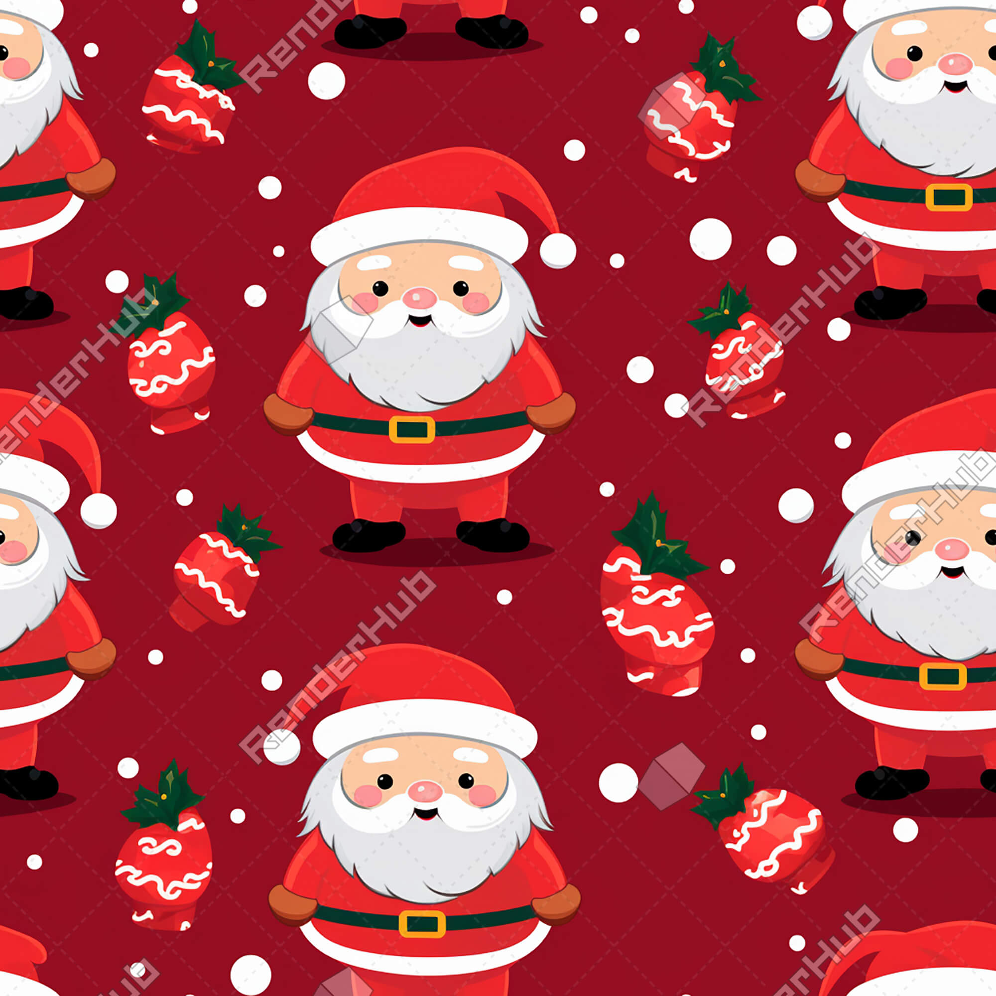 Christmas Santa Claus Seamless Pattern - Stock Image by PatternClipArtsJSK