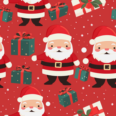 Christmas Santa Claus Seamless Pattern - Stock Image by PatternClipArtsJSK