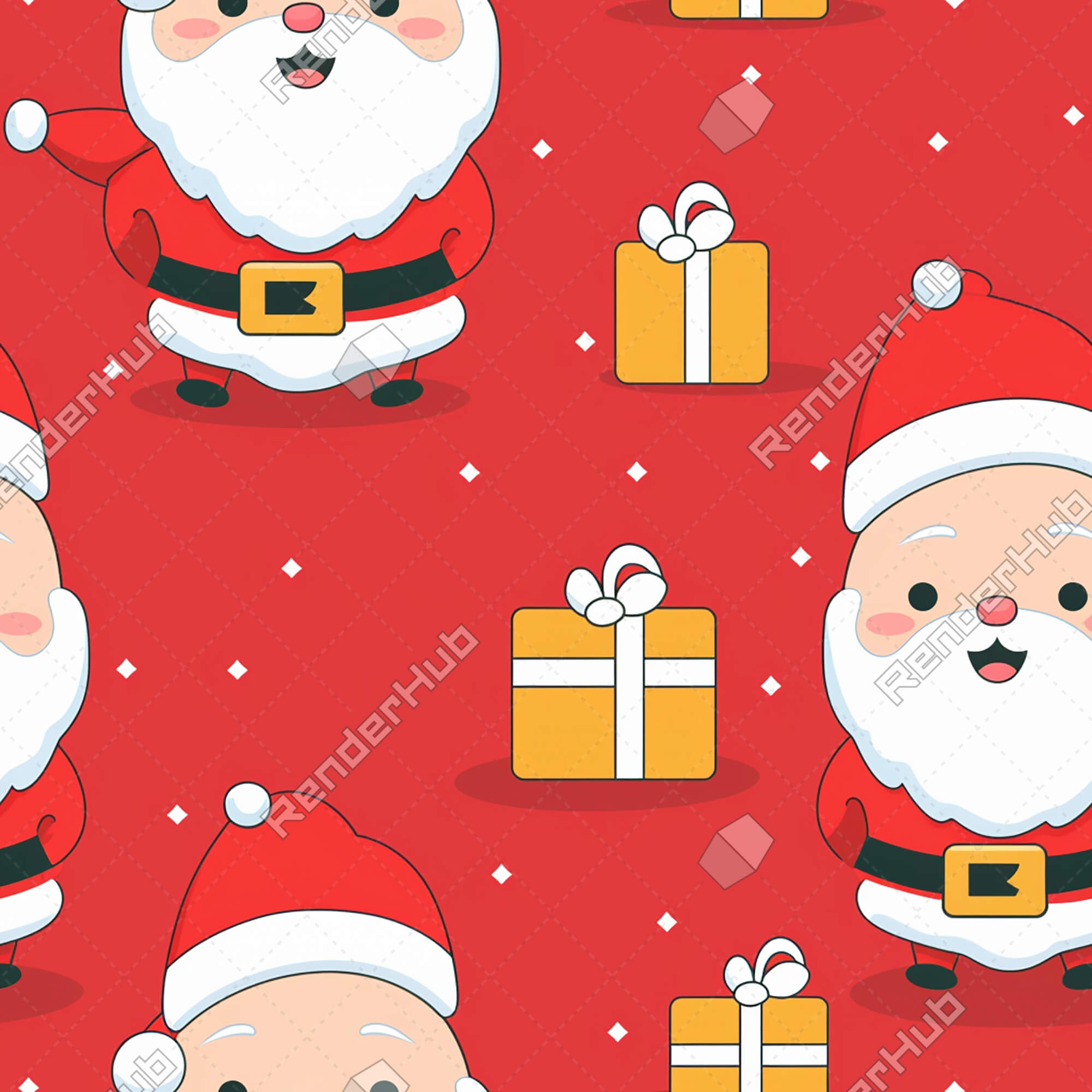 Christmas Santa Claus Seamless Pattern - Stock Image by PatternClipArtsJSK