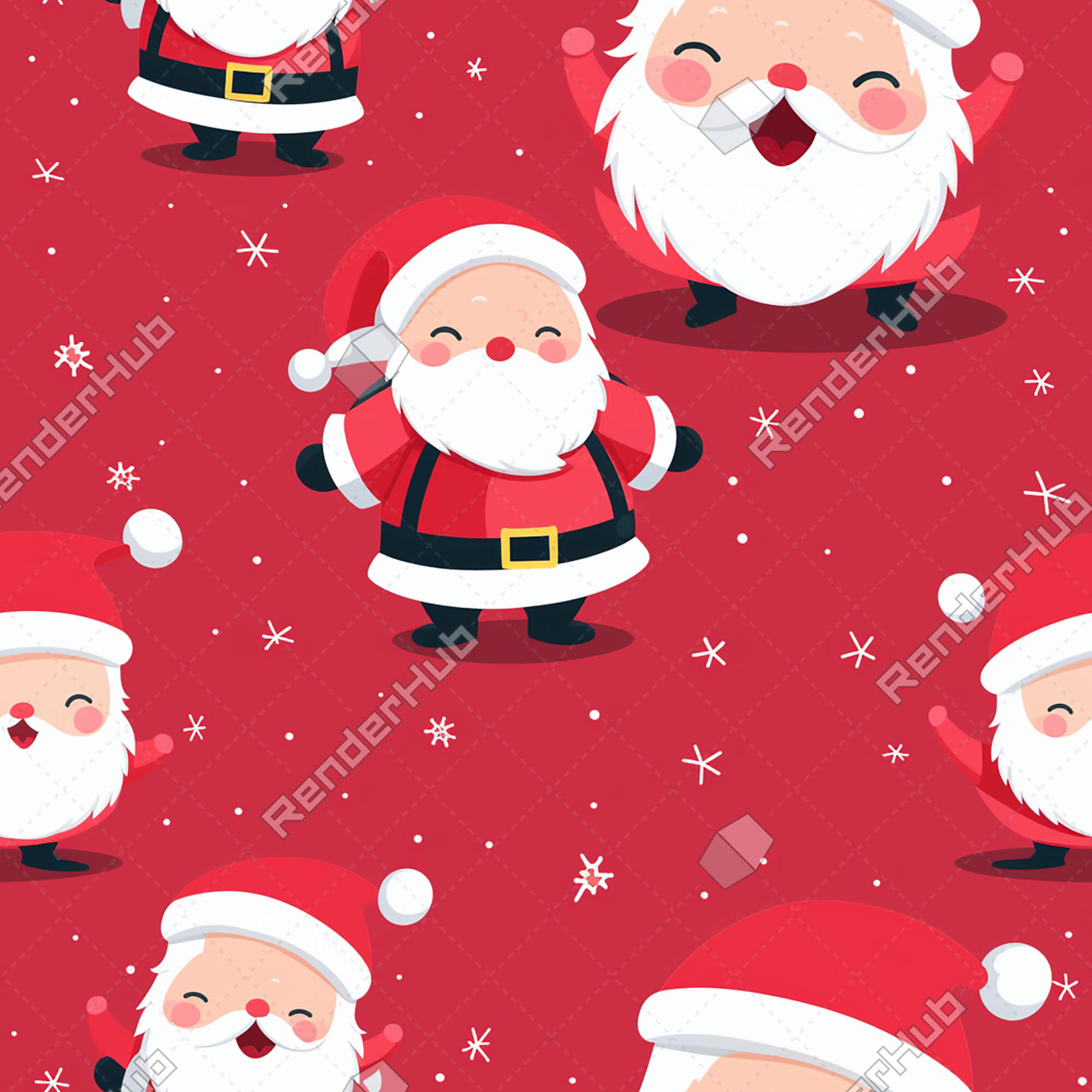 Christmas Santa Claus Seamless Pattern - Stock Image by PatternClipArtsJSK