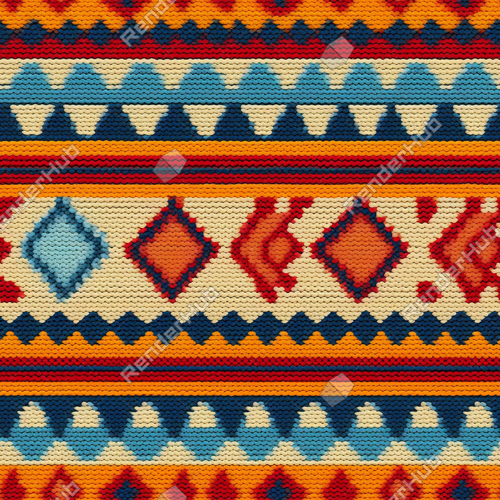 Inca Style Knit Seamless Pattern - Stock Image by PatternClipArtsJSK