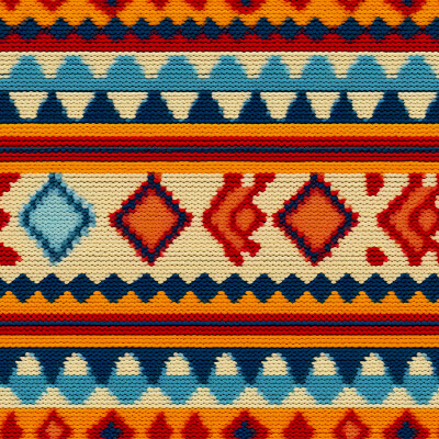 Inca Style Knit Seamless Pattern - Stock Image by PatternClipArtsJSK
