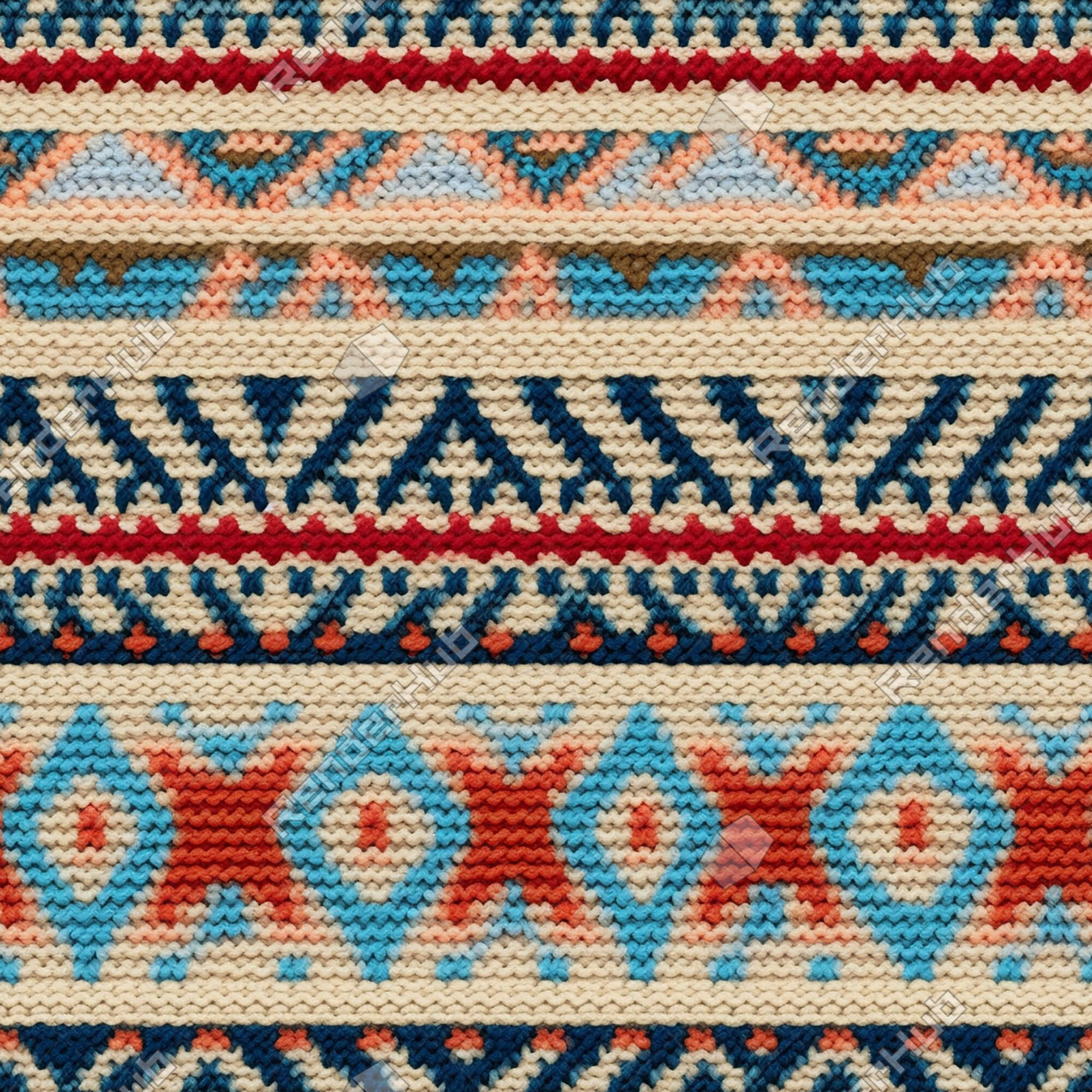 Inca Style Knit Seamless Pattern - Stock Image by PatternClipArtsJSK