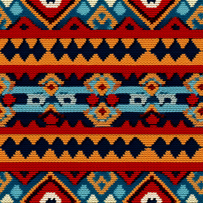 Inca Style Knit Seamless Pattern - Stock Image by PatternClipArtsJSK