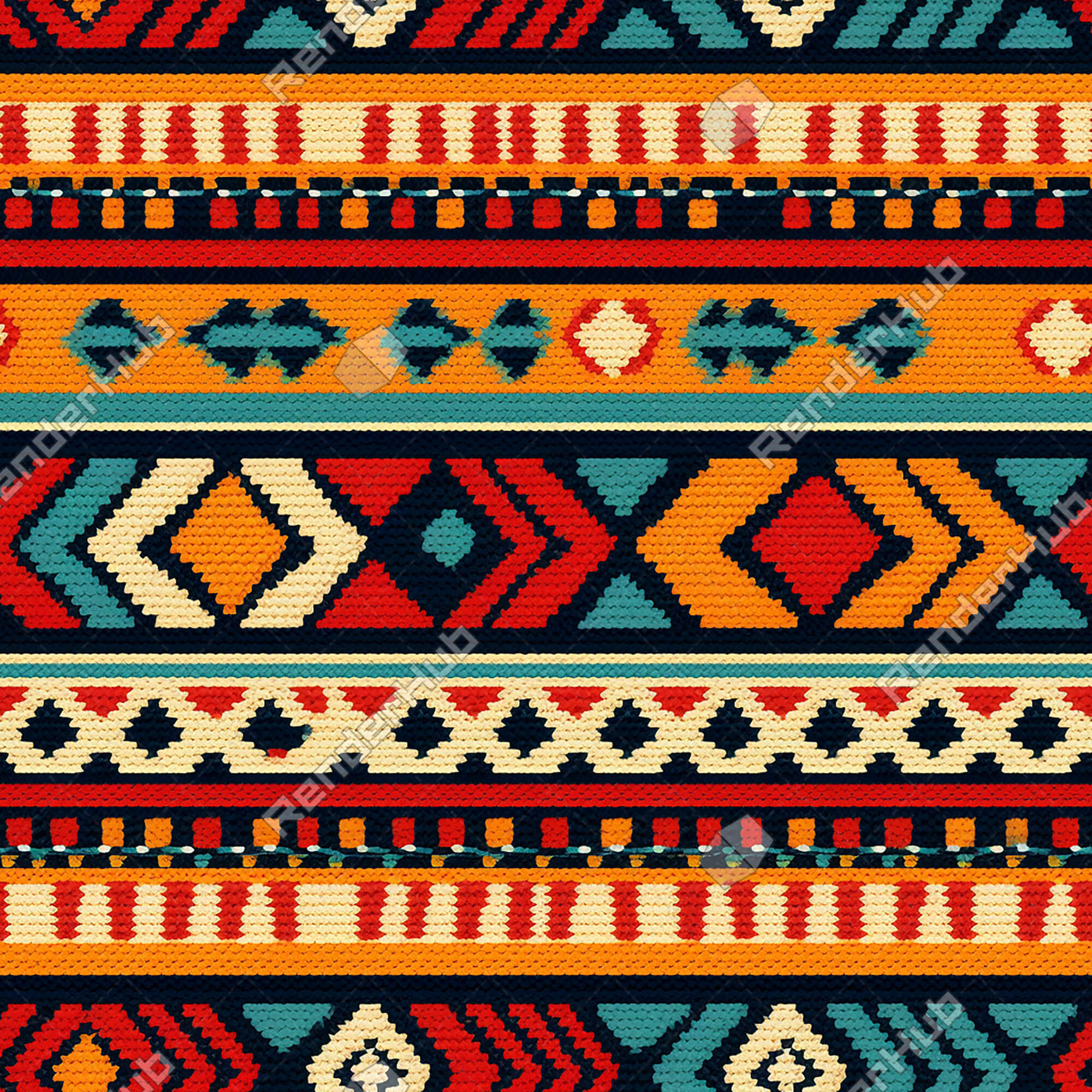 Inca Style Knit Seamless Pattern - Stock Image by PatternClipArtsJSK