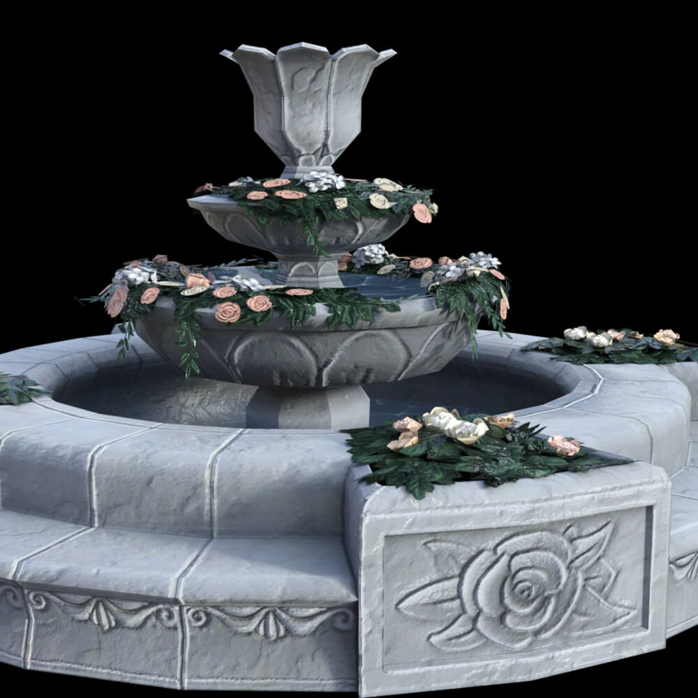 Fountain With/Without Water 2 Variants OBJ/ Prop - 3D Model by paulawbs