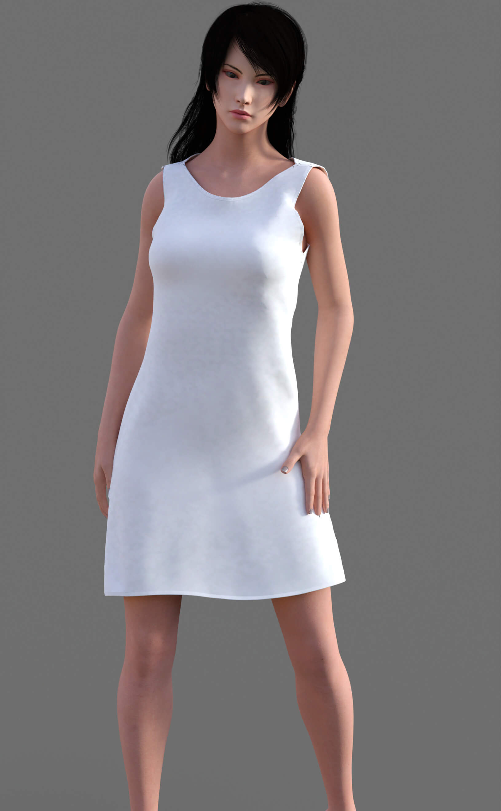 Jun Dress White - Free 3D Model by paulawbs