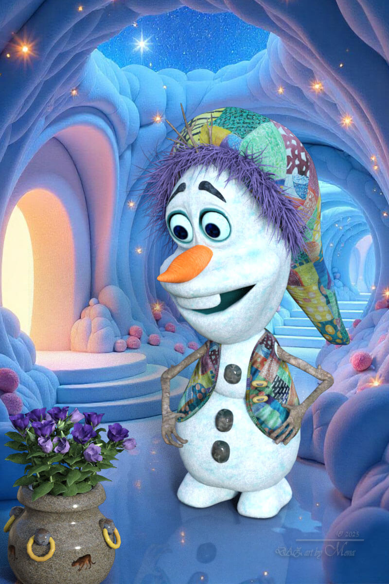 Olaf mit Hut und Weste 3D Render, Digital Art by Paulienchen