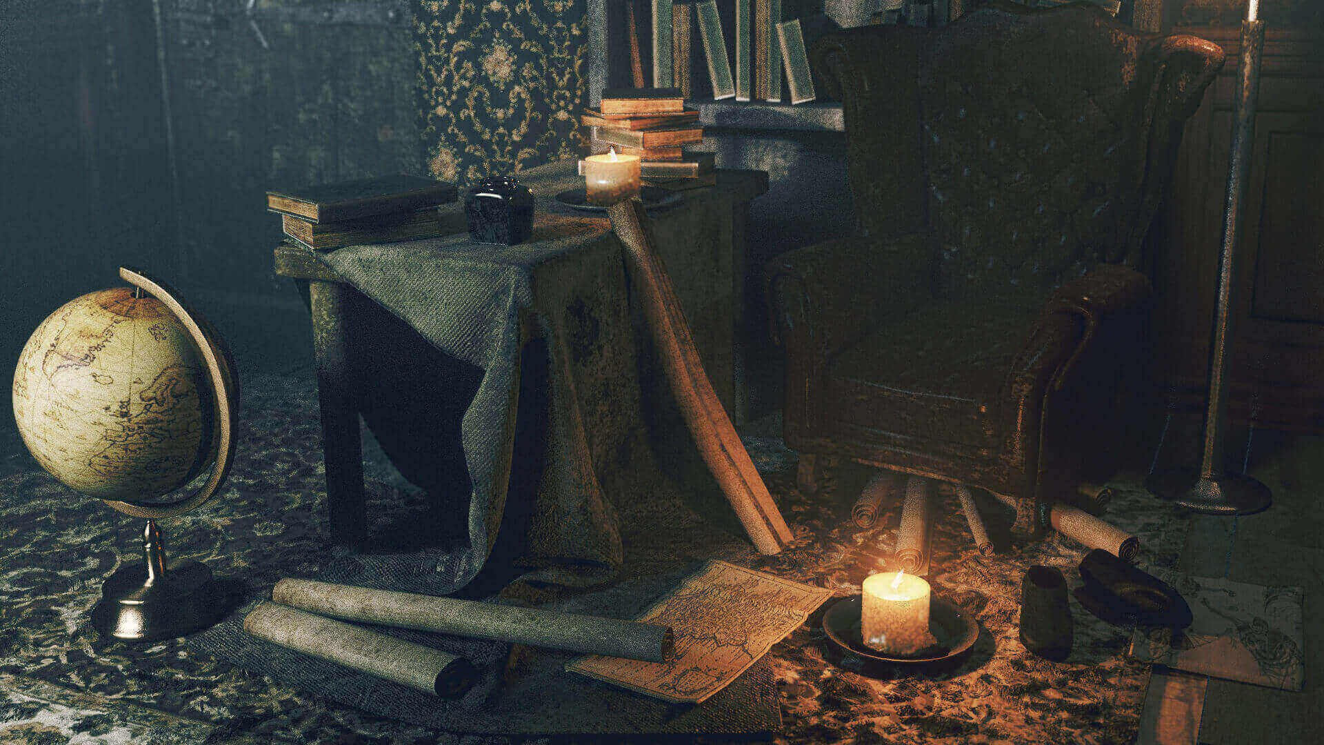 Old Man's Study view 2 3D Render, Digital Art by PaVl