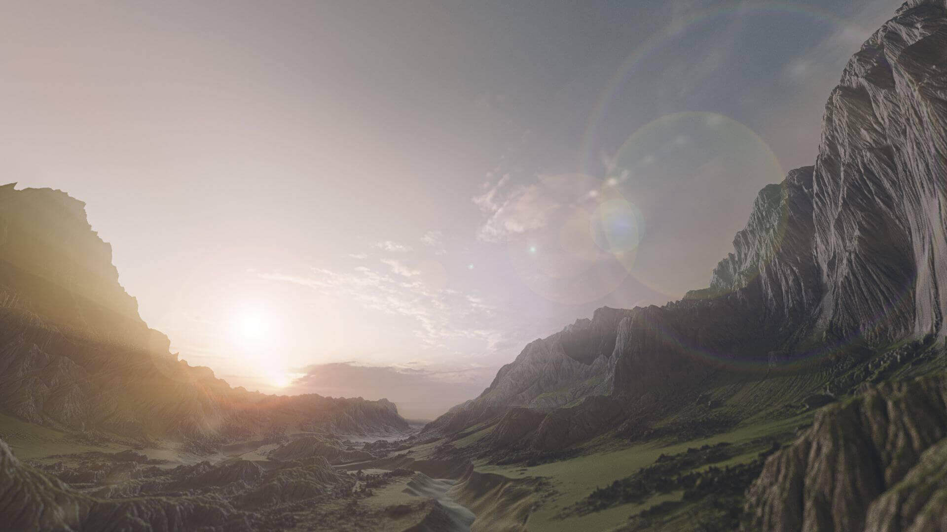 Sunset Valley 2 3D Render, Digital Art by PaVl