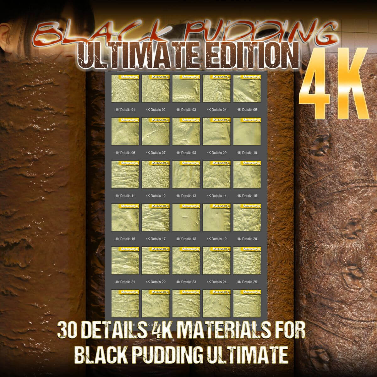Black Pudding Ultimate Free 4K Materials - Free Daz Content by Pawngame