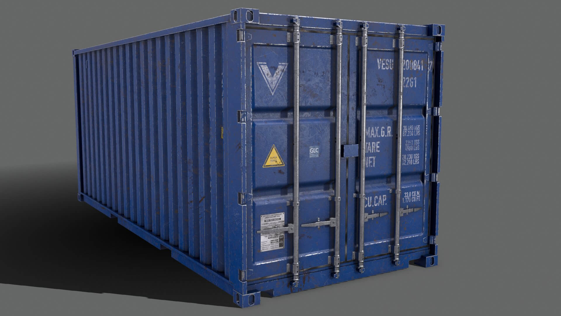 20 Ft Shipping Cargo Container Version 2 - Blue 3D Model by PBR Cool