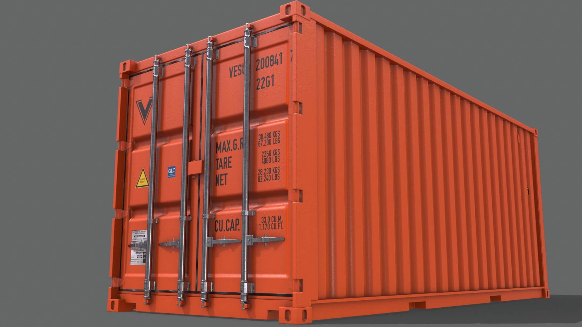 20 Ft Shipping Cargo Container Version 2 - Orange 3D Model by PBR Cool