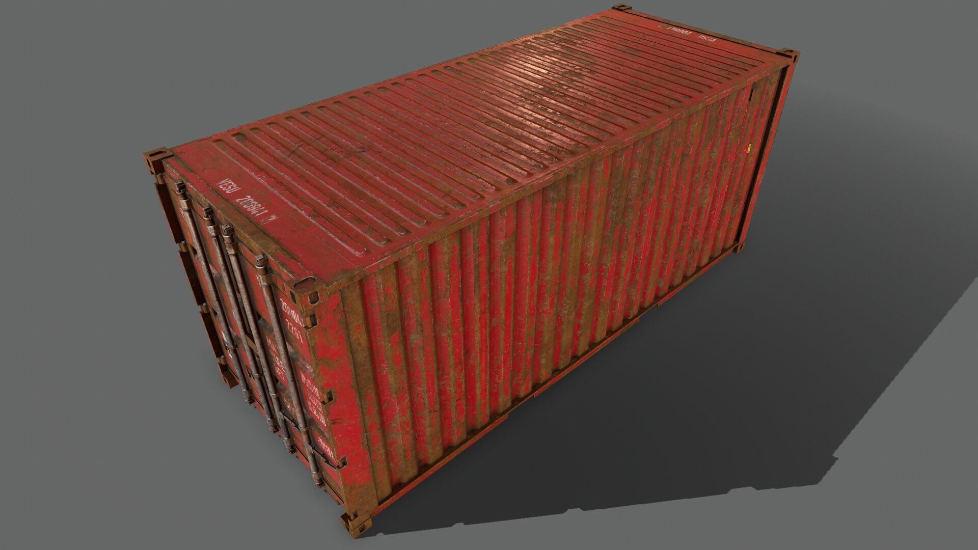20 Ft Shipping Cargo Container Version 2 - Red 3D Model by PBR Cool