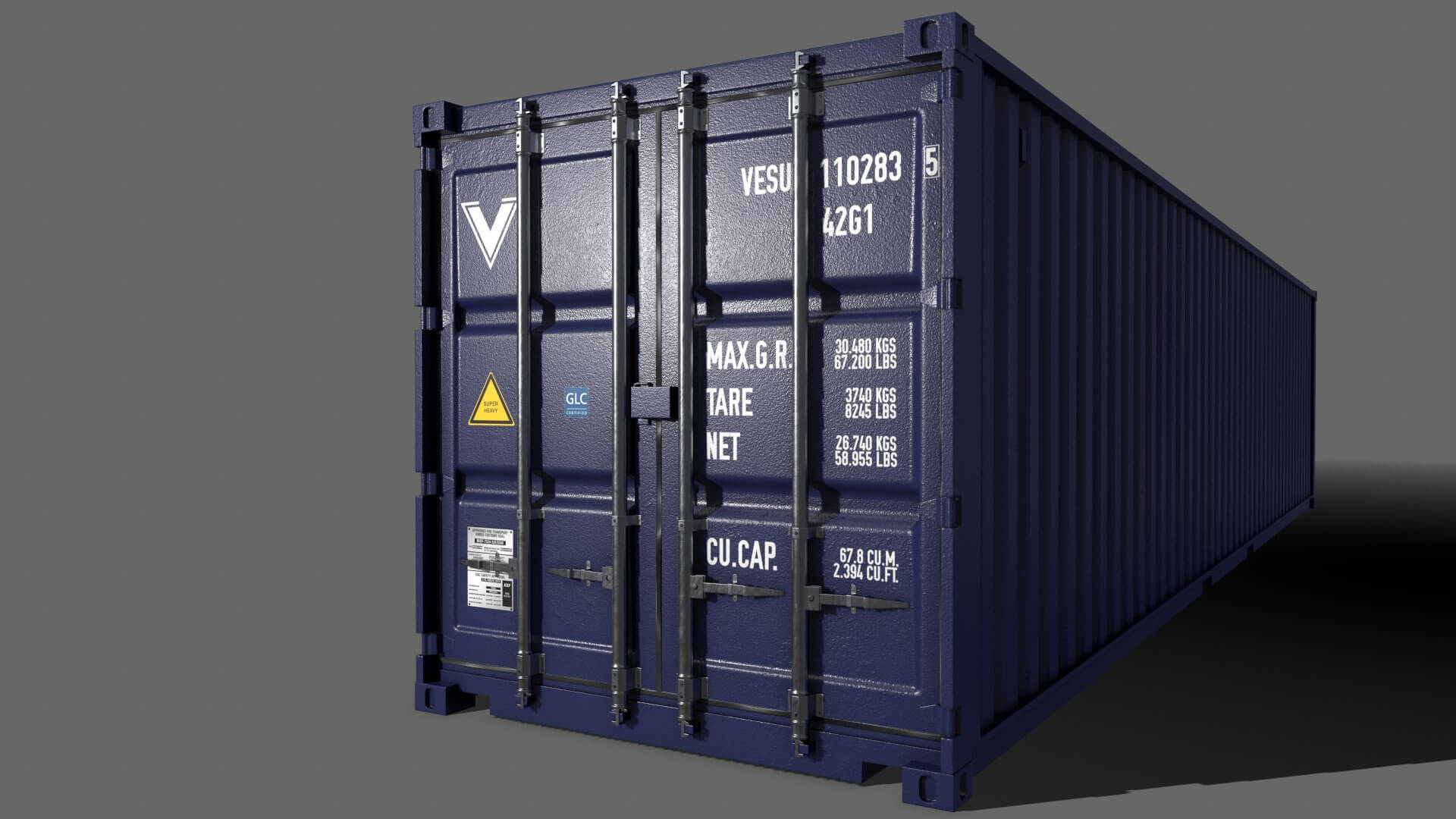 40 Ft Shipping Cargo Container - Blue Dark 3D Model by PBR Cool