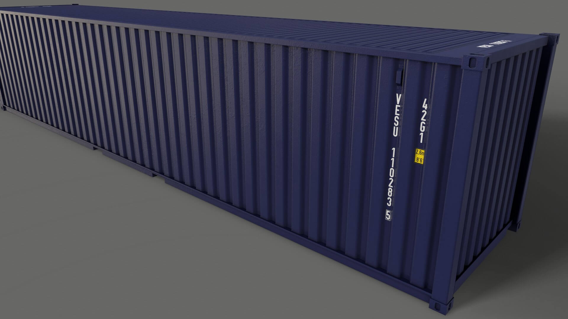 40 Ft Shipping Cargo Container - Blue Dark 3D Model by PBR Cool