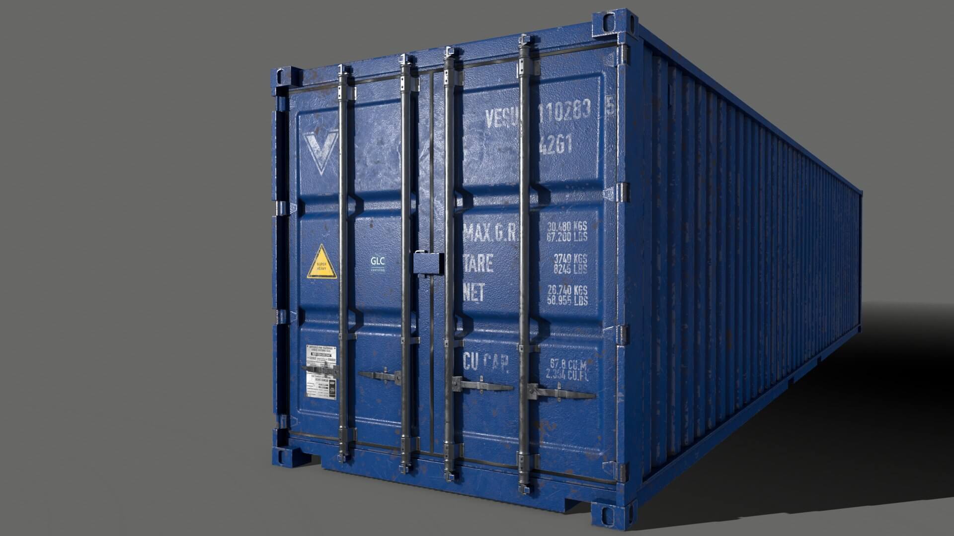40 Ft Shipping Cargo Container - Blue 3D Model by PBR Cool