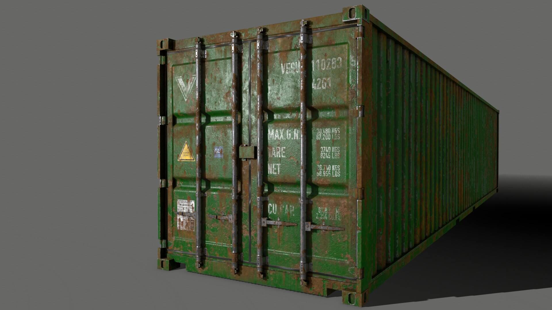 40 Ft Shipping Cargo Container - Green 3D Model by PBR Cool