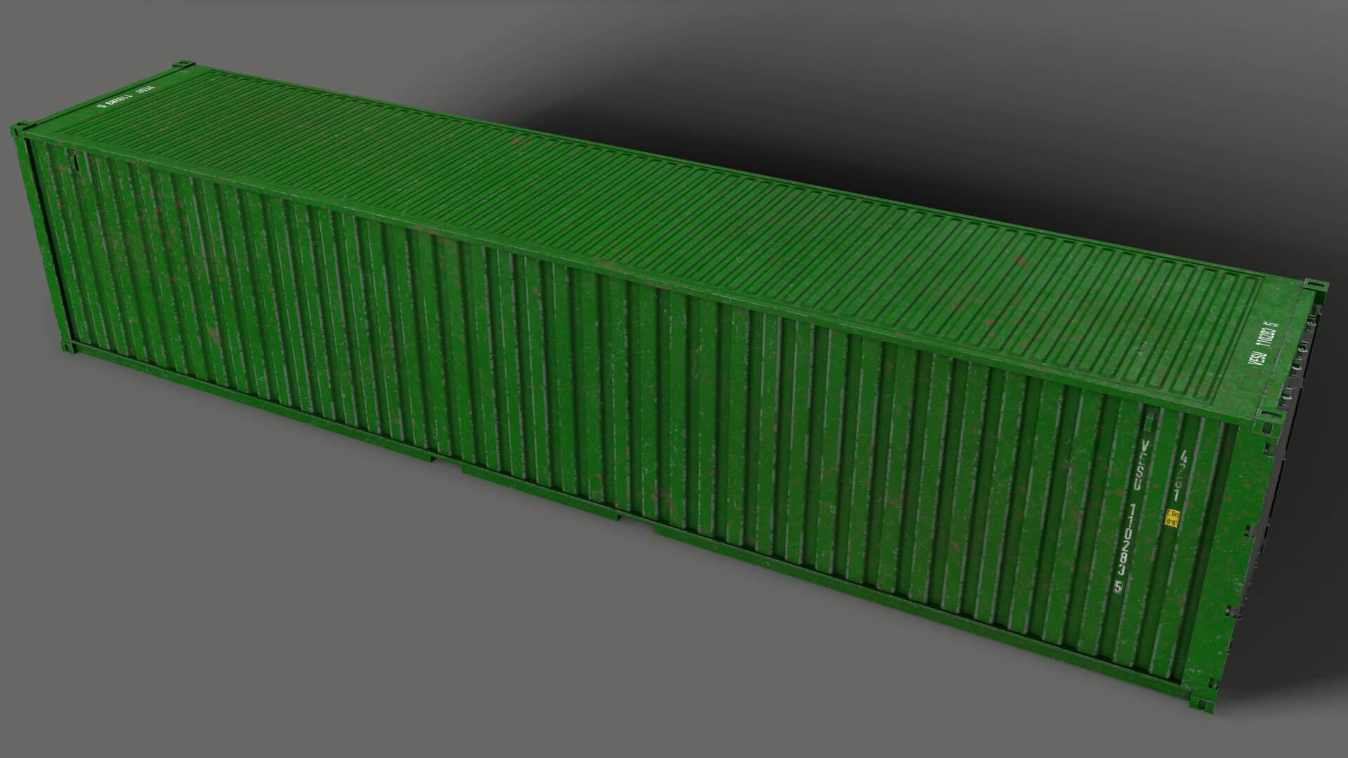 40 Ft Shipping Cargo Container - Green 3D Model by PBR Cool
