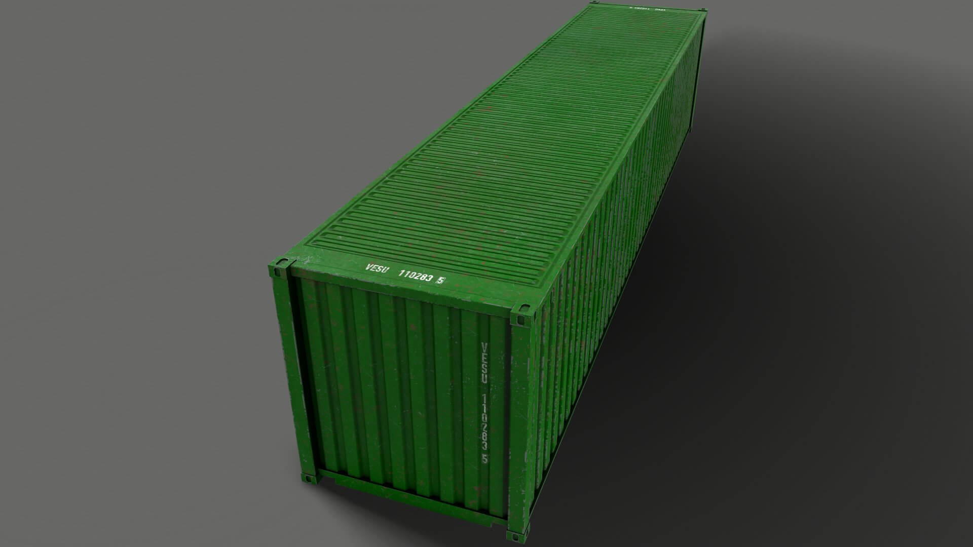 40 Ft Shipping Cargo Container - Green 3D Model by PBR Cool