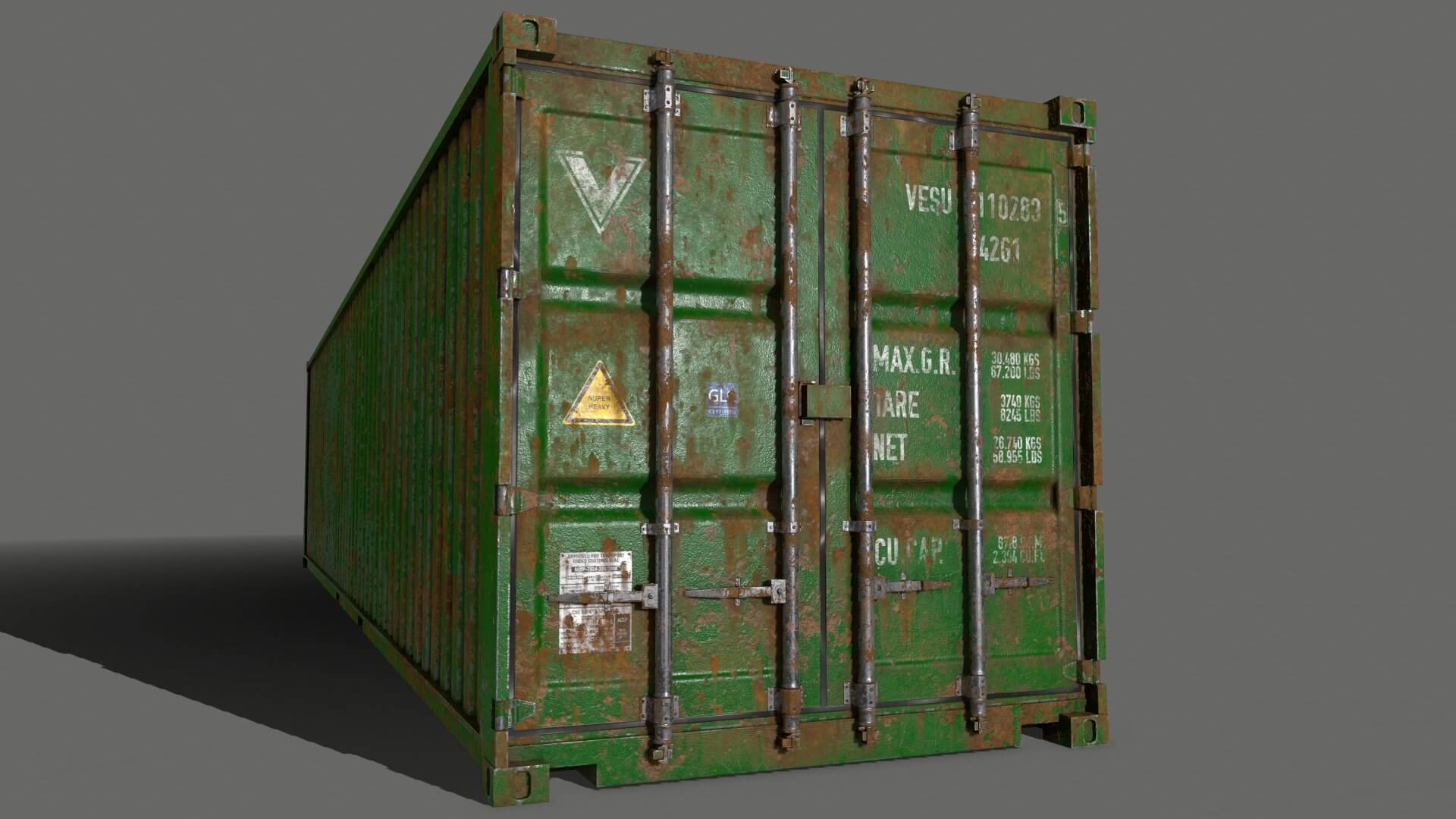 40 Ft Shipping Cargo Container - Green 3D Model by PBR Cool