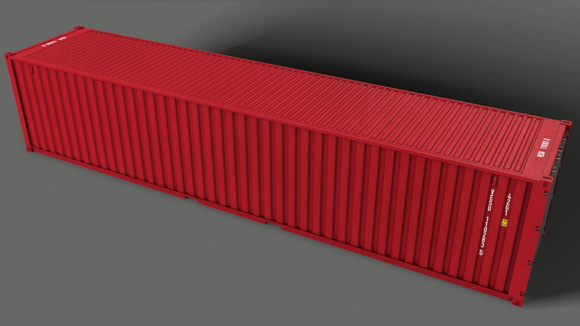 40 Ft Shipping Cargo Container - Red 3D Model by PBR Cool