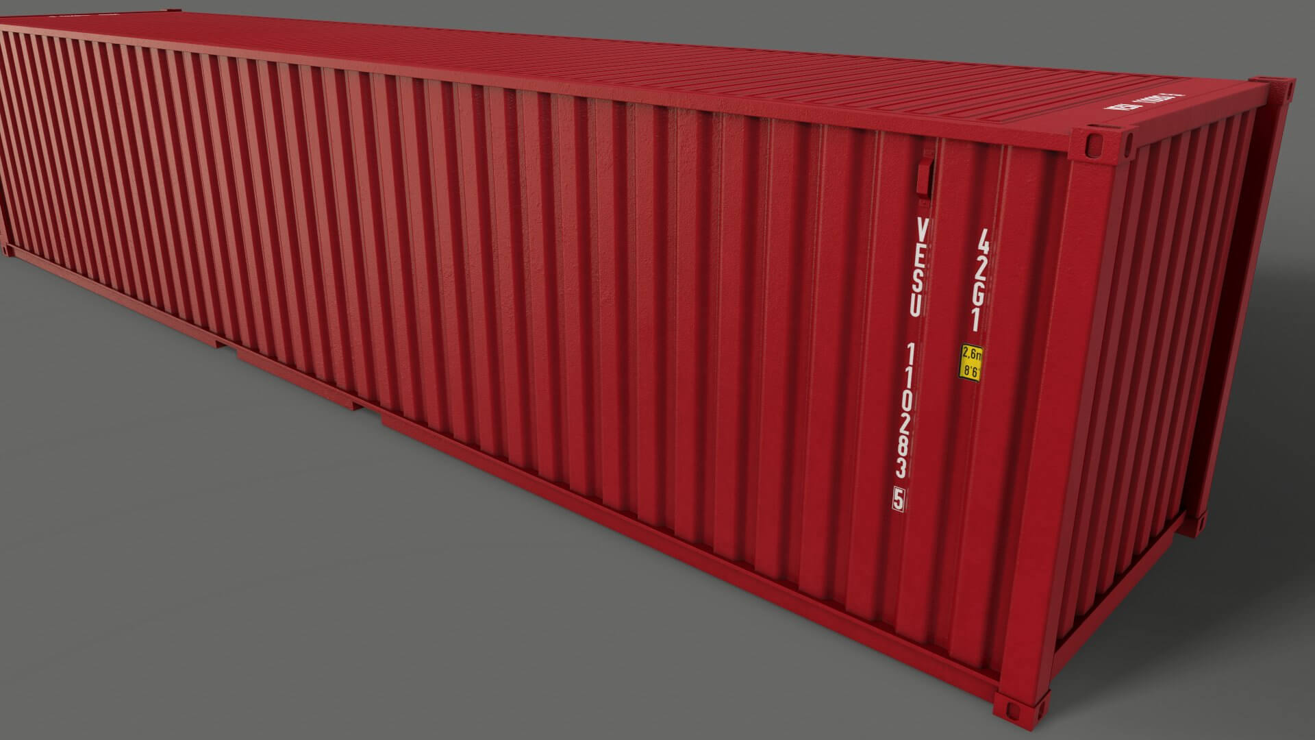 40 Ft Shipping Cargo Container - Red 3D Model by PBR Cool