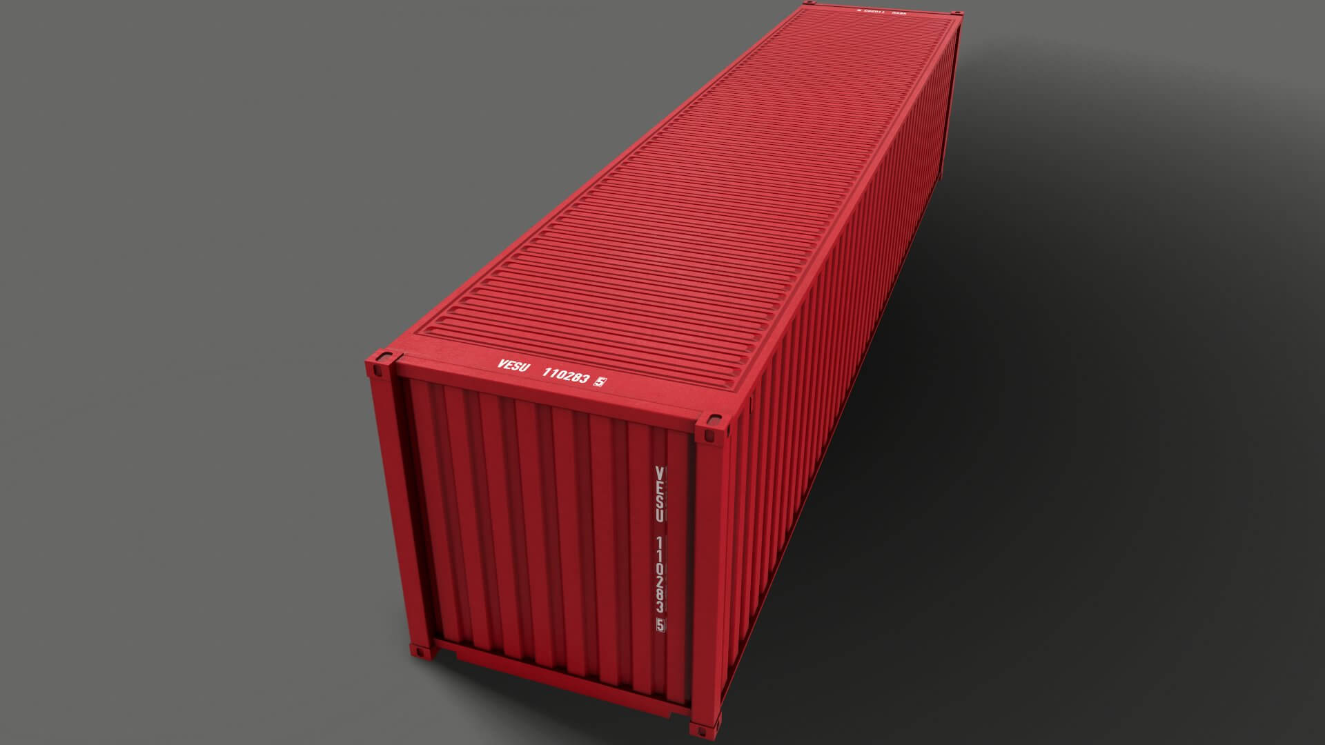 40 Ft Shipping Cargo Container - Red 3D Model by PBR Cool