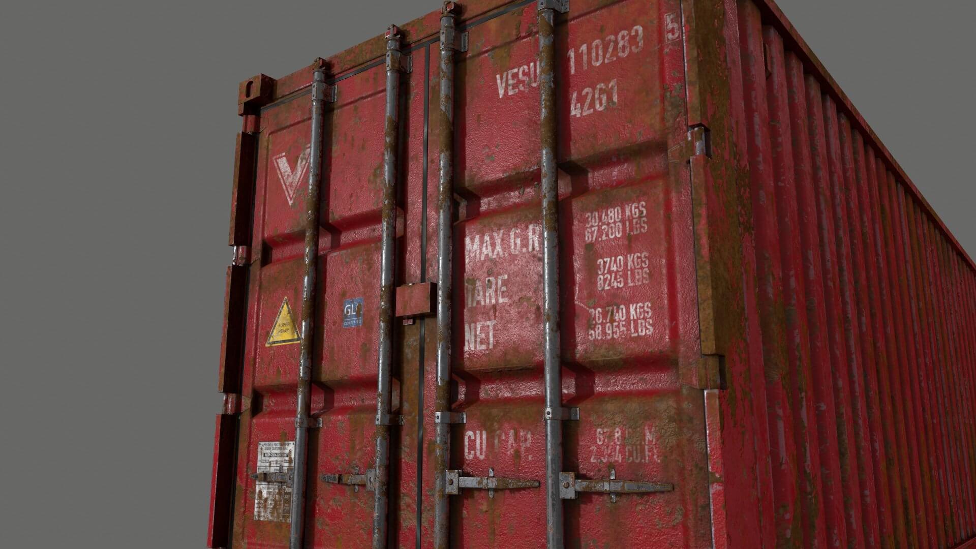 40 Ft Shipping Cargo Container - Red 3D Model by PBR Cool