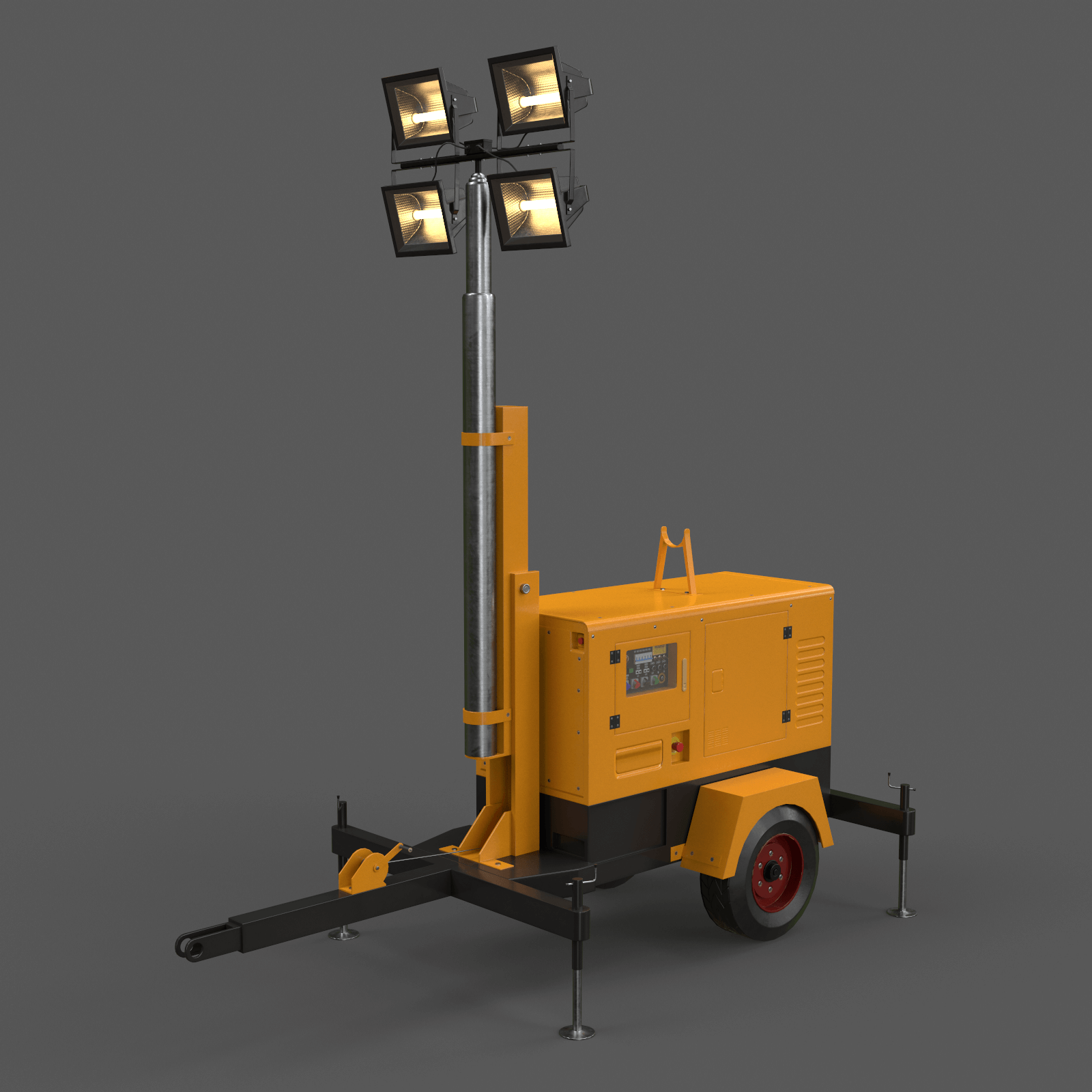 Mobile Light Tower Generator A 3D Render, Digital Art by PBR Cool