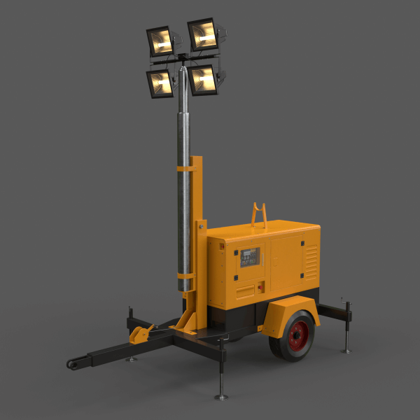 Mobile Light Tower Generator B 3D Render, Digital Art by PBR Cool