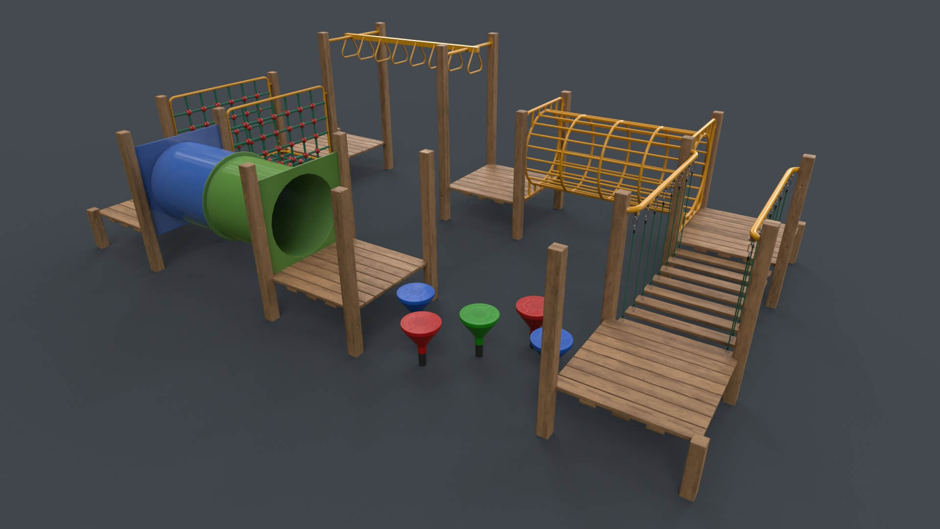 Playground Outdoor Jungle Gym 20 3D Render by PBR Cool