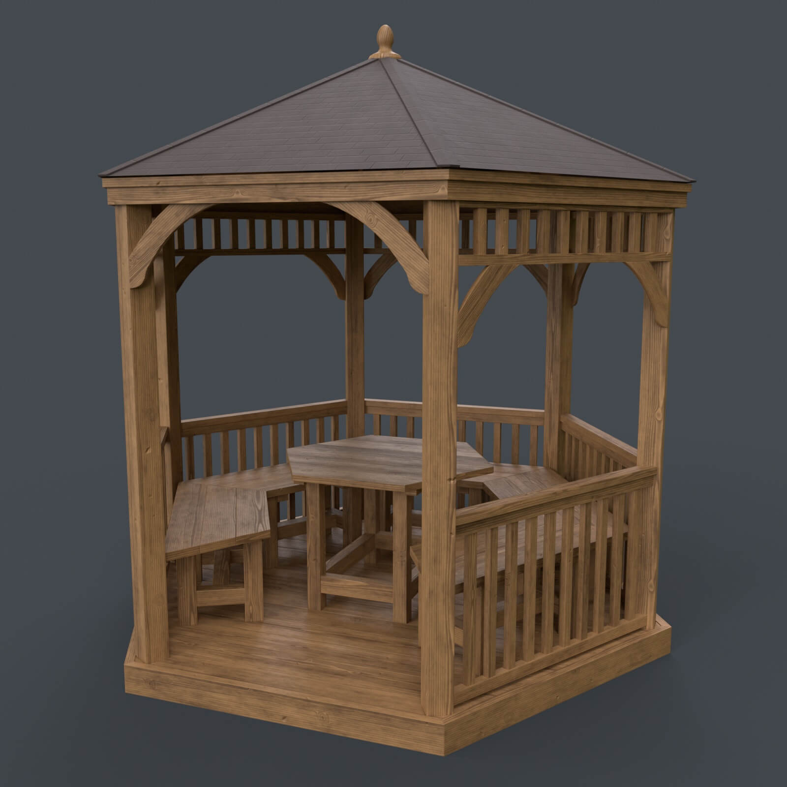 Wooden Pergola Gazebo D3 3D Render, Digital Art by PBR Cool