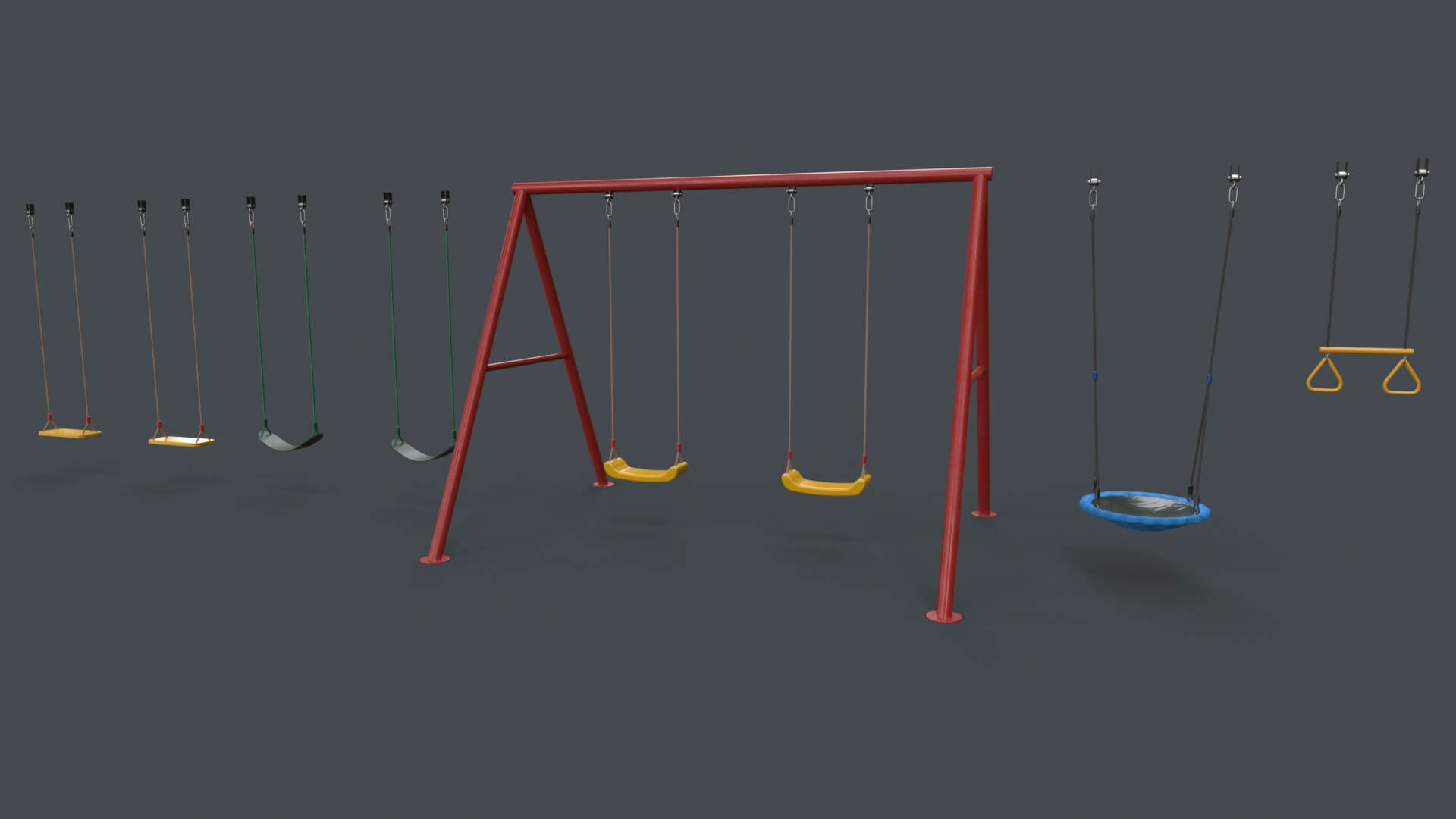 Modular Outdoor Playground Swing Sets A - 3D Model by PBR Cool