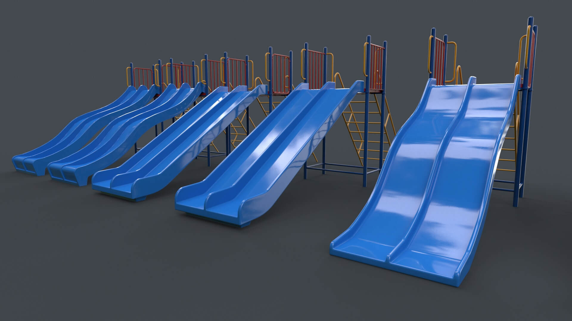 Modular Outdoor Straight and Wave Slide B - 3D Model by PBR Cool