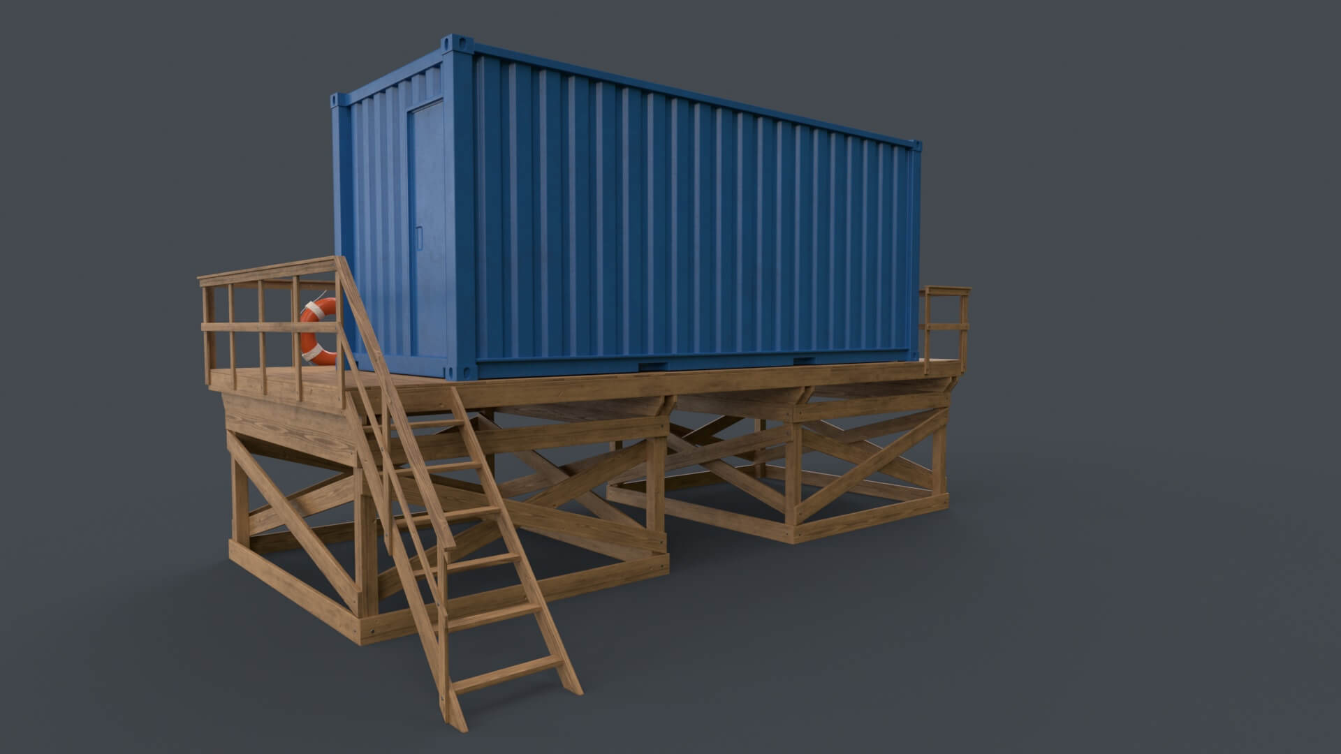 Outdoor Beach Lifeguard Container Office - 3D Model by PBR Cool
