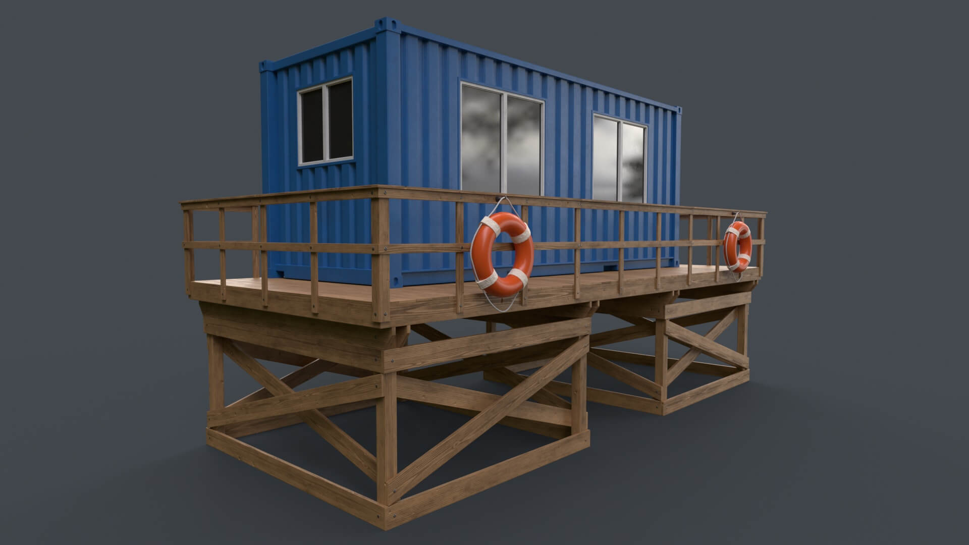 Outdoor Beach Lifeguard Container Office - 3D Model by PBR Cool