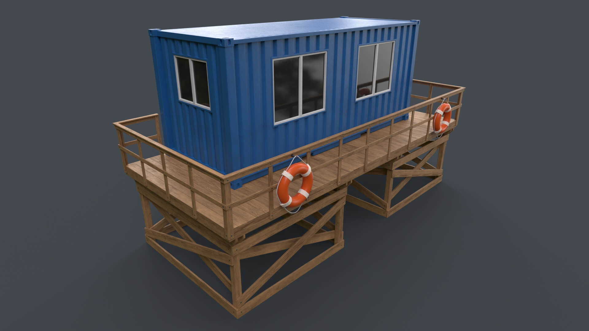 Outdoor Beach Lifeguard Container Office - 3D Model by PBR Cool